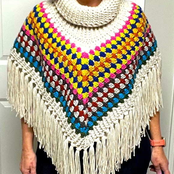 Sweaters | Handmade Multicolored Poncho One Size Fits Most | Poshmark